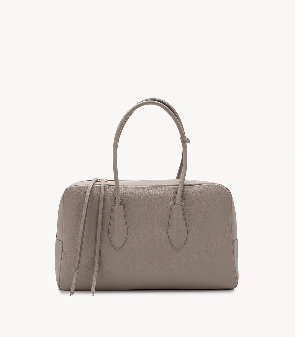 Big Betty Dollaro Cemento – Italian Pebbled Leather Large Handbag with ...